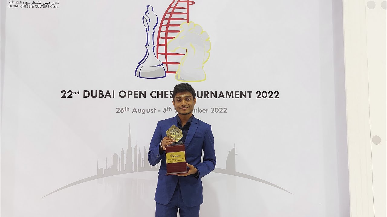 GM Aravindh Chithambaram Vr. wins the Dubai Open 2022