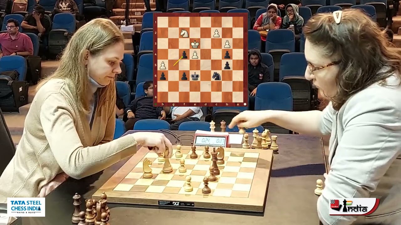 The Must-See Knight Endgame - GM Anna Muzychuk vs GM Nana | Tata Steel ...