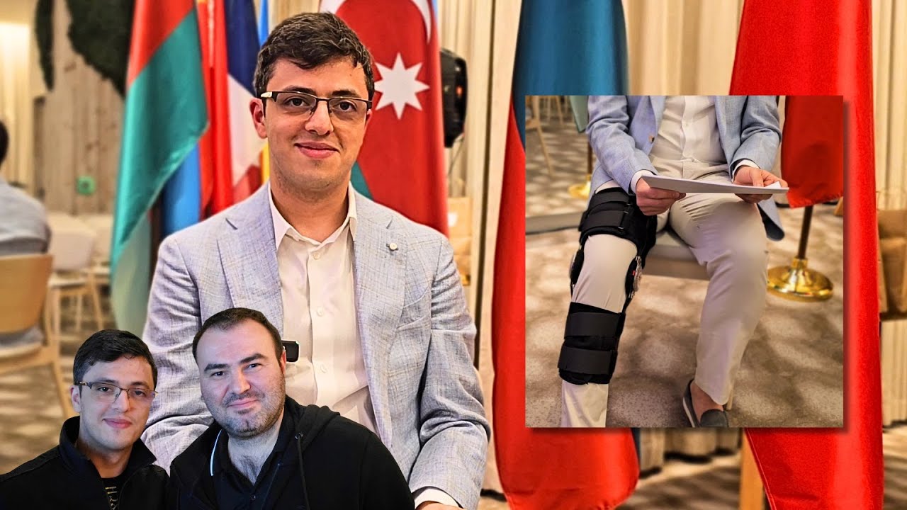 Nijat Abasov on his injured knee and Mamedyarov as his second for the ...