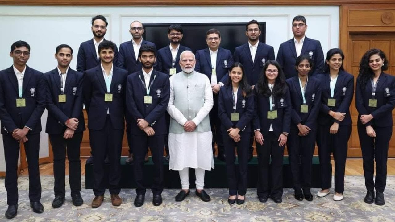 India’s Prime Minister Narendra Modi Interacts With The Olympiad Champions