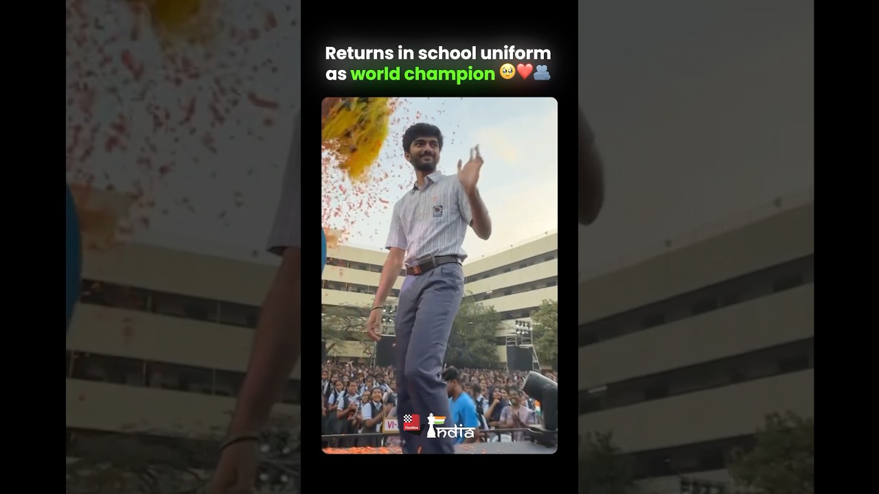 Gukesh returns t school as World Champion 凉輸 #gukesh #chess