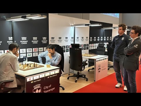 Magnus and Fabi watches as Arjun beats Hikaru | Norway Chess 2025