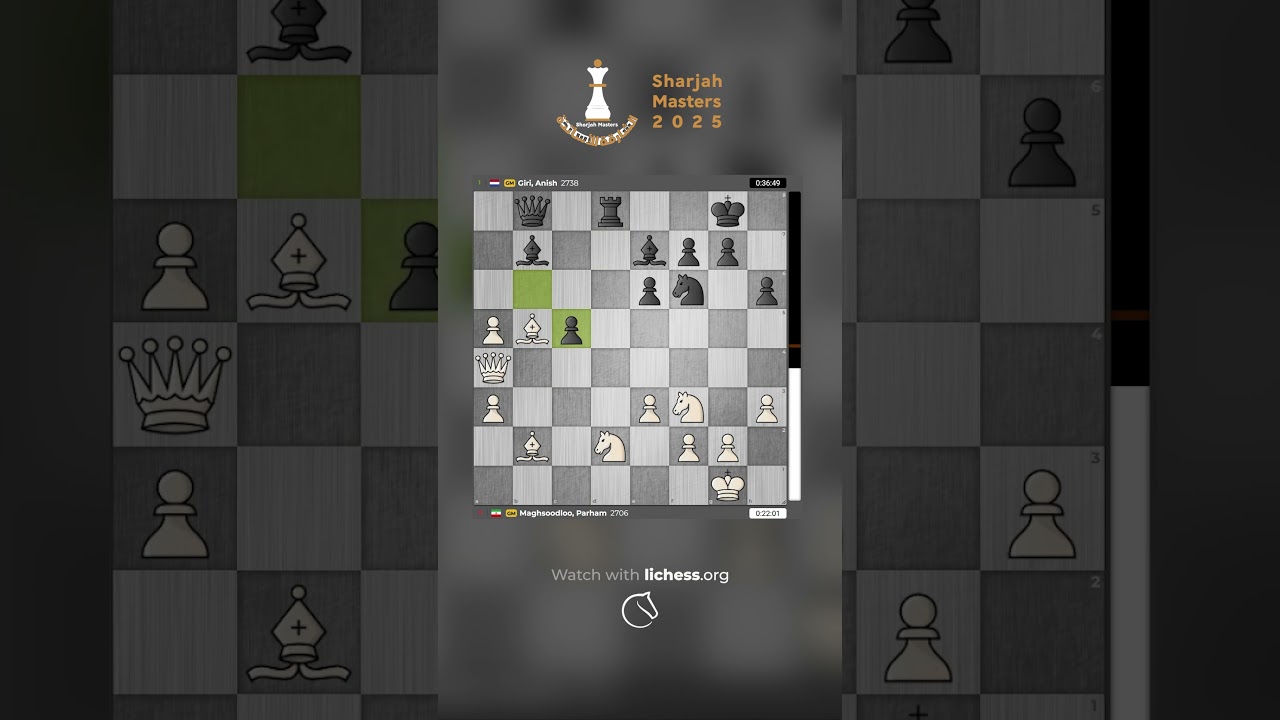 GM Anish Giri defeated GM Parham Maghsoodloo in Round 6 of the Sharjah Masters 2025! #chess