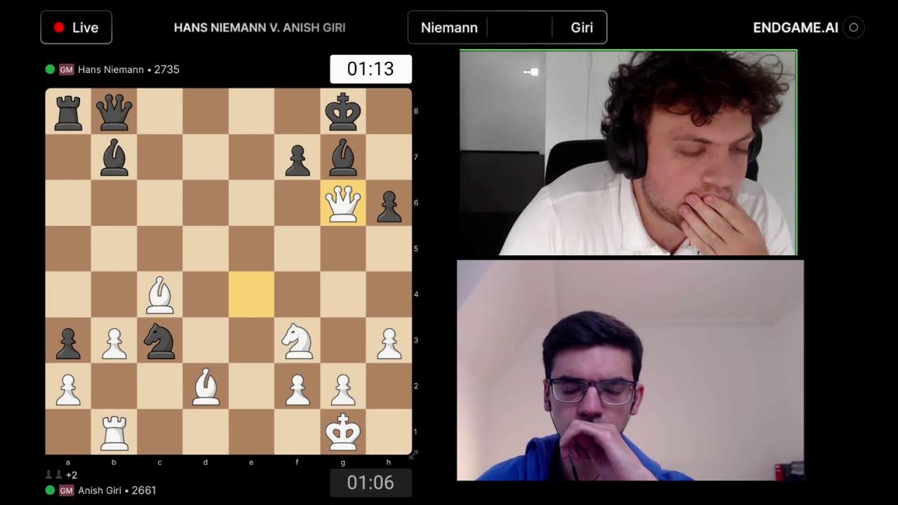 HANS NIEMANN VS ANISH GIRI. REMATCH. LIVE on ENDGAME.AI